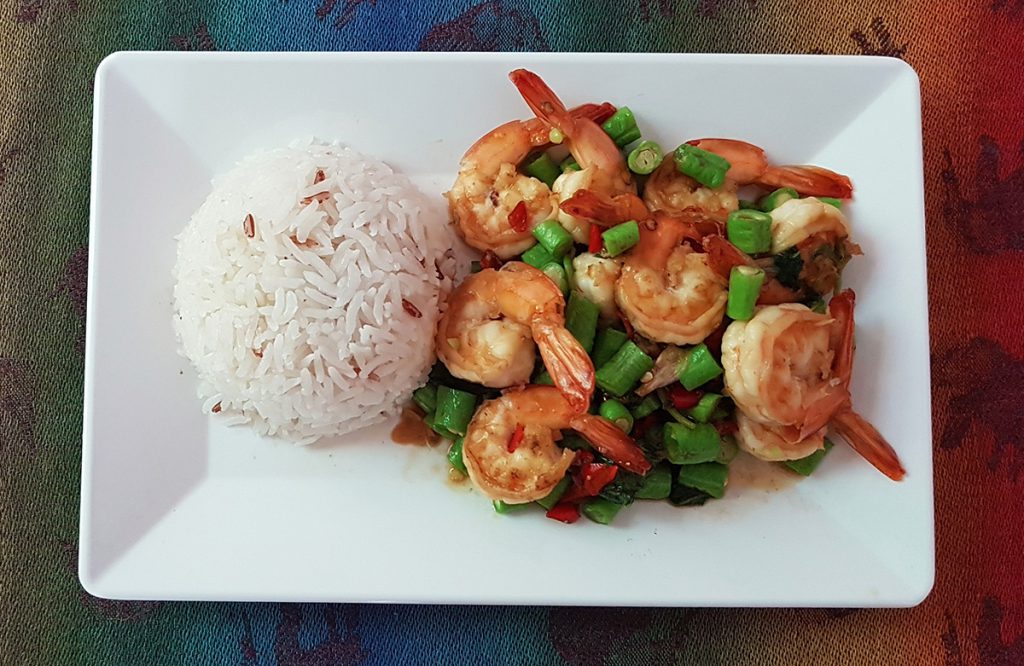 Thai Basil Prawns - My Thai Cooking
